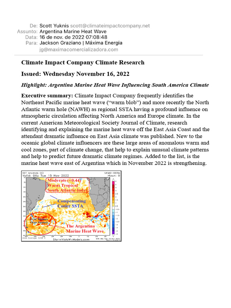 Argentina Marine Heat Wave | PDF | Climate | Sea Surface Temperature
