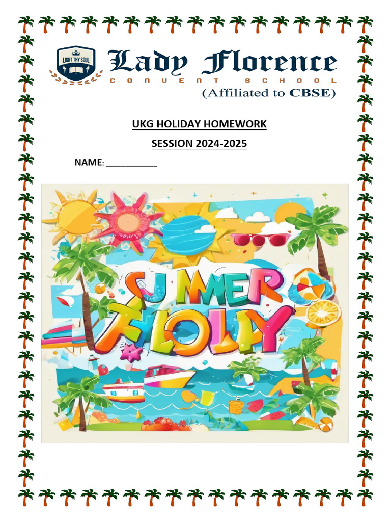 Ukg Holiday Homework 2024 25 | PDF