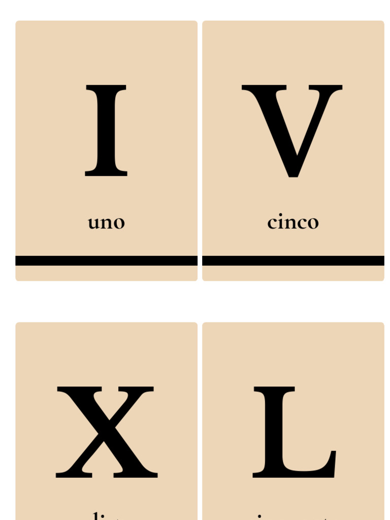 Tarjetas Números Romanos Pdf