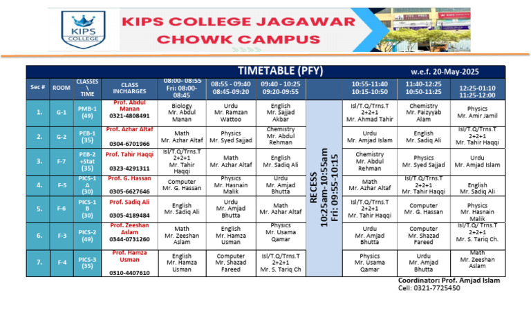 Pfy Timetable 2025 PDF | PDF