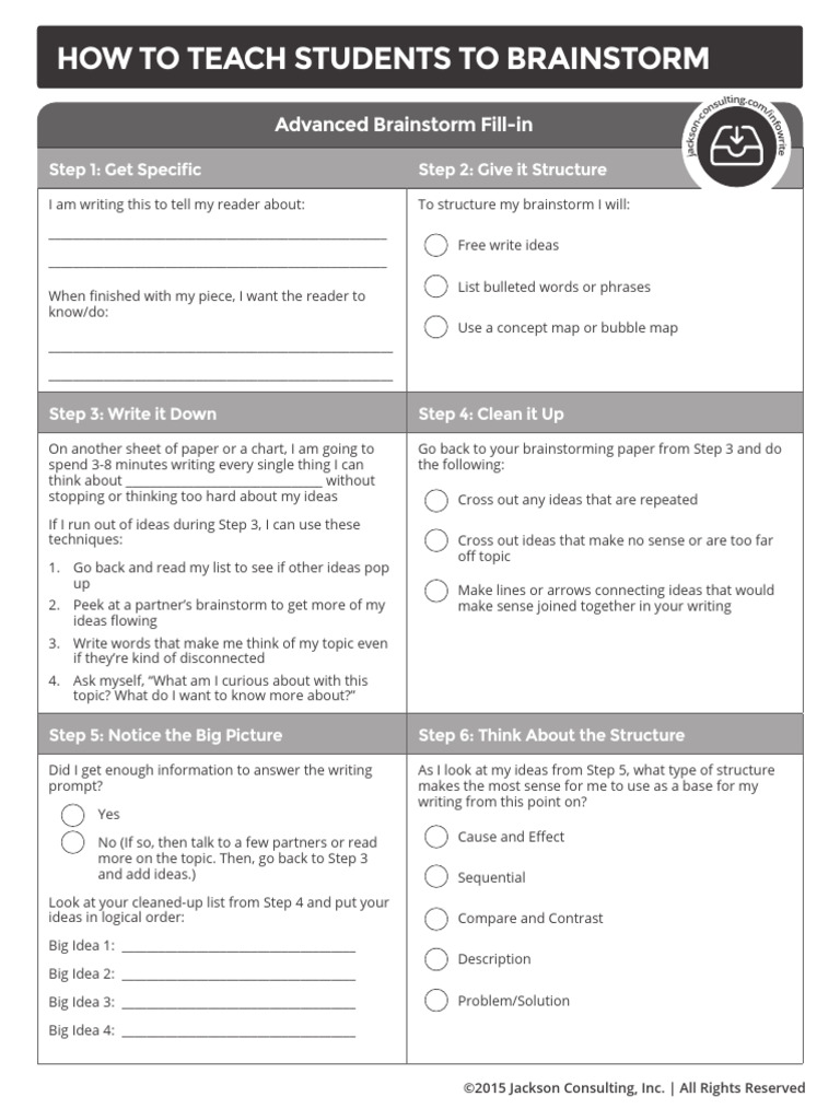 Advanced Brainstorm Fill in | PDF | Brainstorming