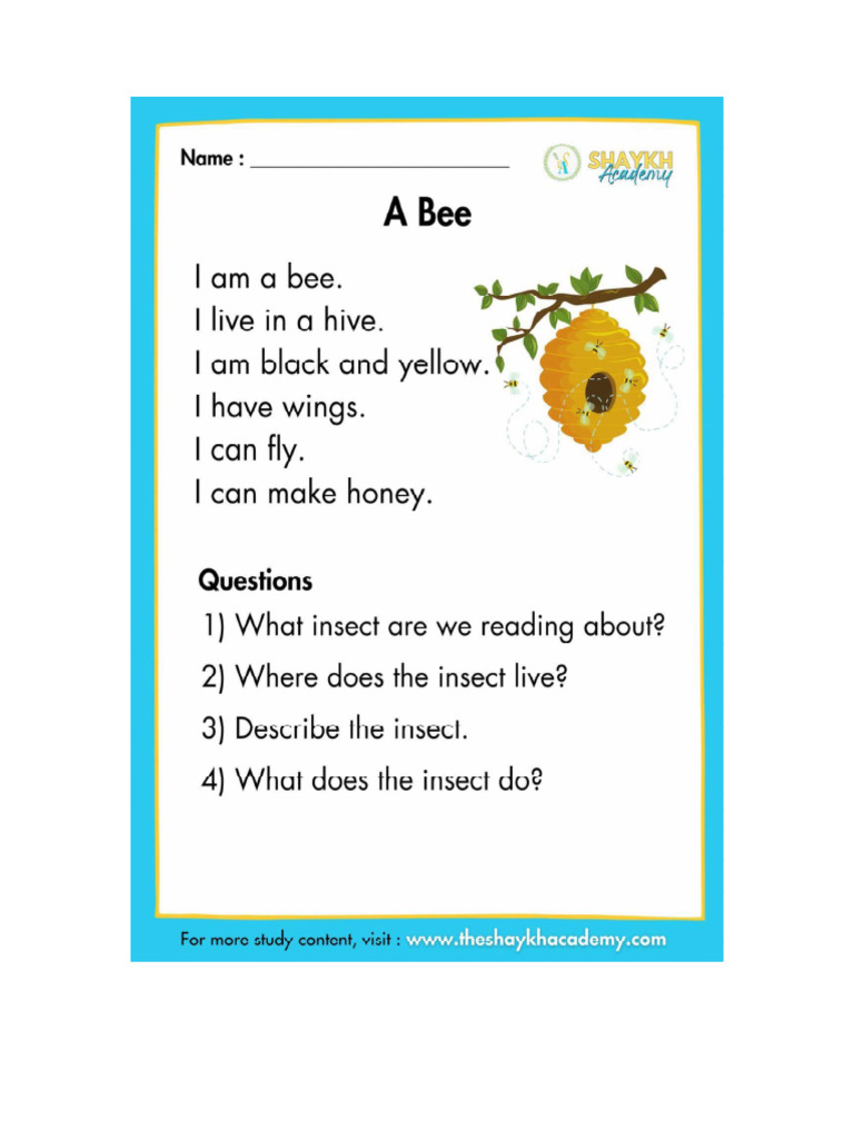 Beginner Reading Comprehension Bee | PDF