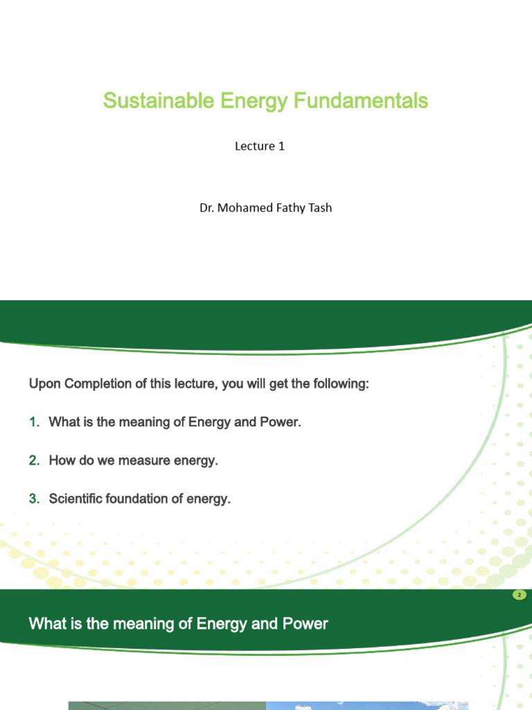 Lecture 2 Energy Fundamentals | PDF | Watt | Power (Physics)