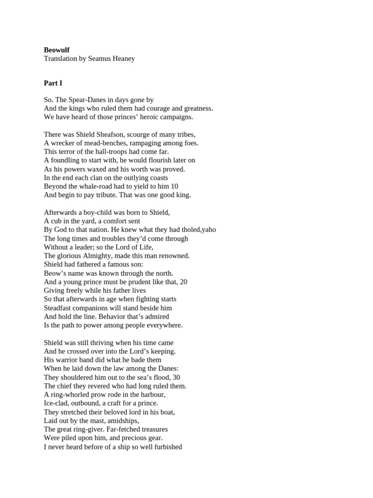 Beowulf Excerptswithending Aplac 2021 | PDF | Beowulf | Germanic Heroic ...
