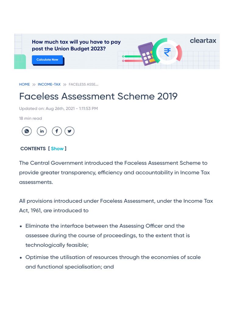 Faceless Assessment Scheme Overview | PDF | Taxes | Taxation In The ...