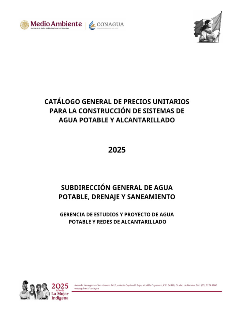 Catalogo General de Agua Potable de Precios Unitarios para La Construcci N de Sistemas de Agua ...