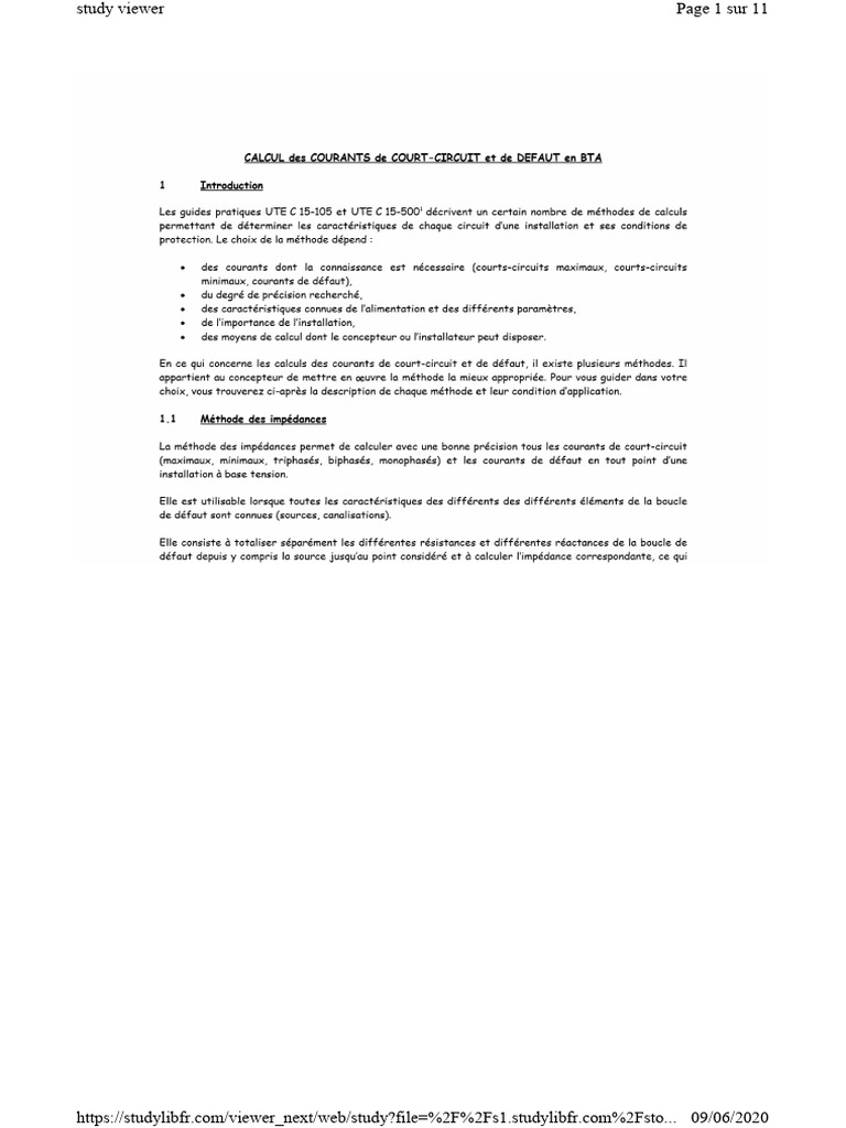 CALCUL DE CC BT C15-105 | PDF