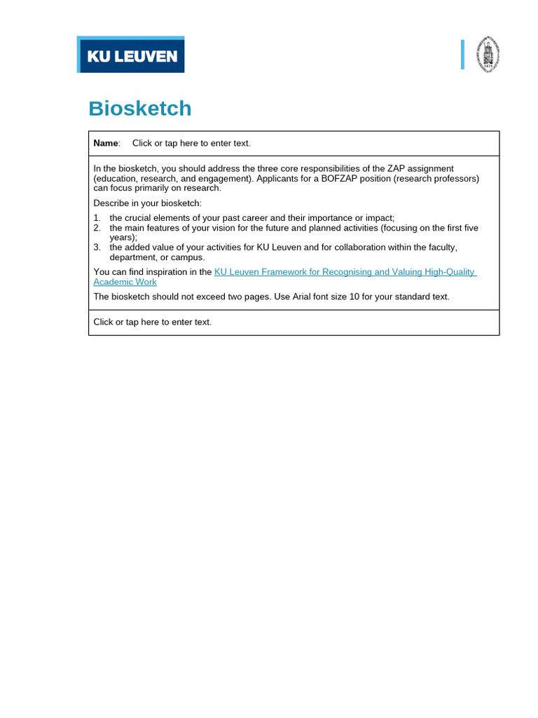 Template Job Application Biosketch | PDF