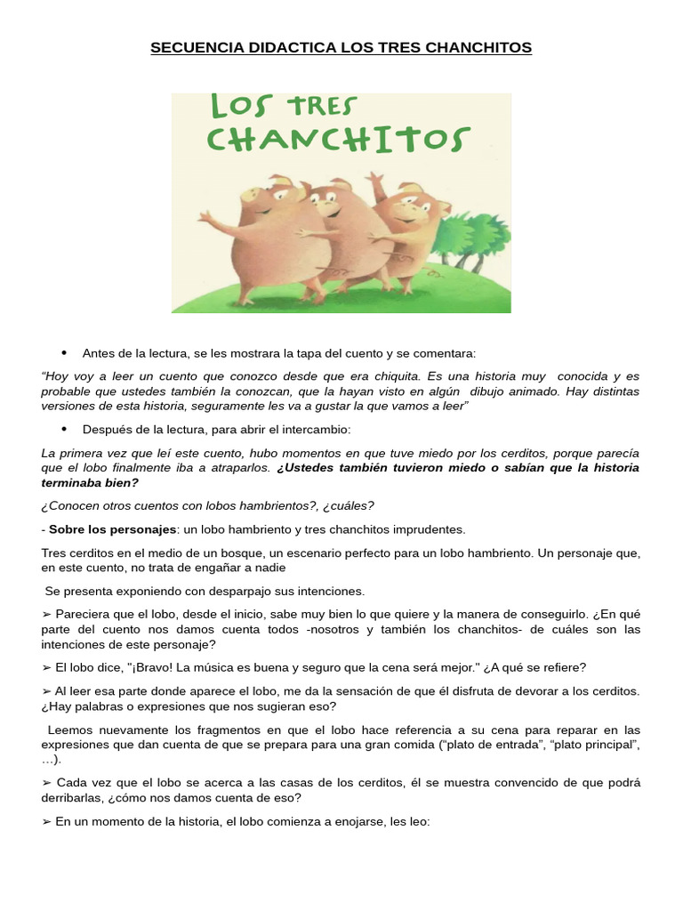 Secuencia Didáctica: Los Tres Chanchitos | PDF