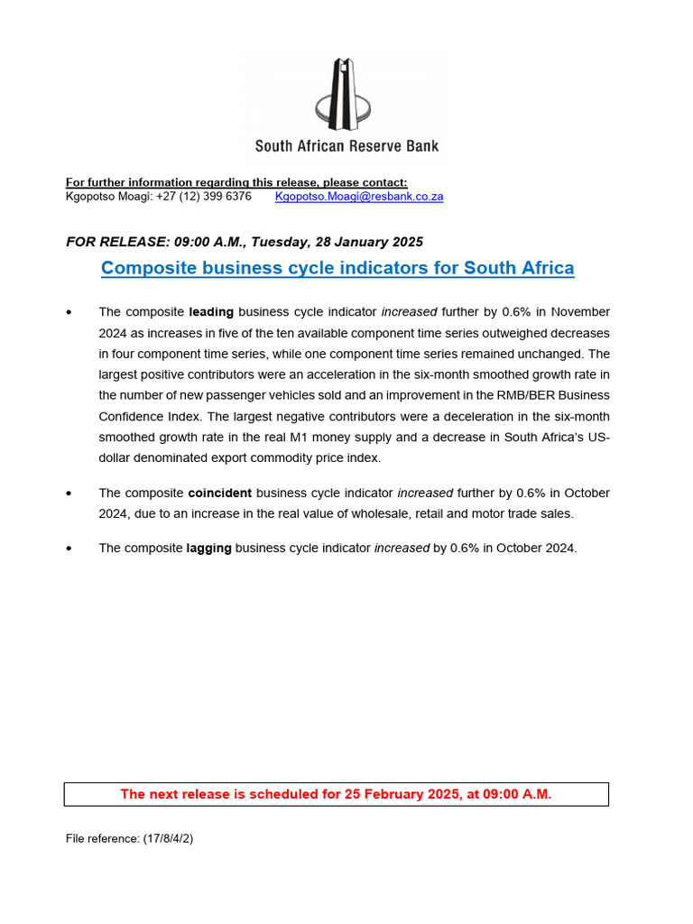 South Africa Business Cycle Indicators Update | PDF | Business Cycle ...