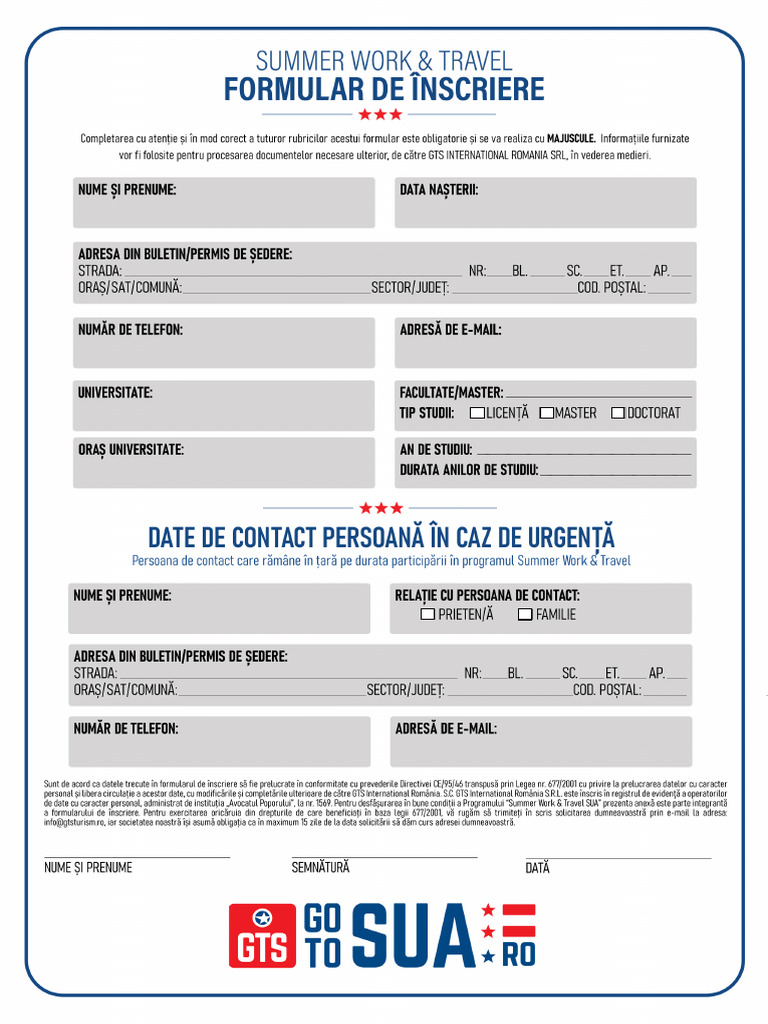 Formular de Inscriere WAT | PDF