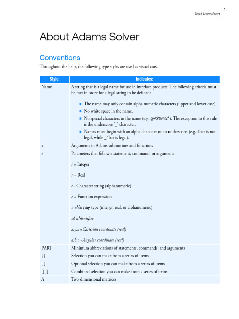 Adams Solver Overview and Guidelines | PDF | Parameter (Computer ...