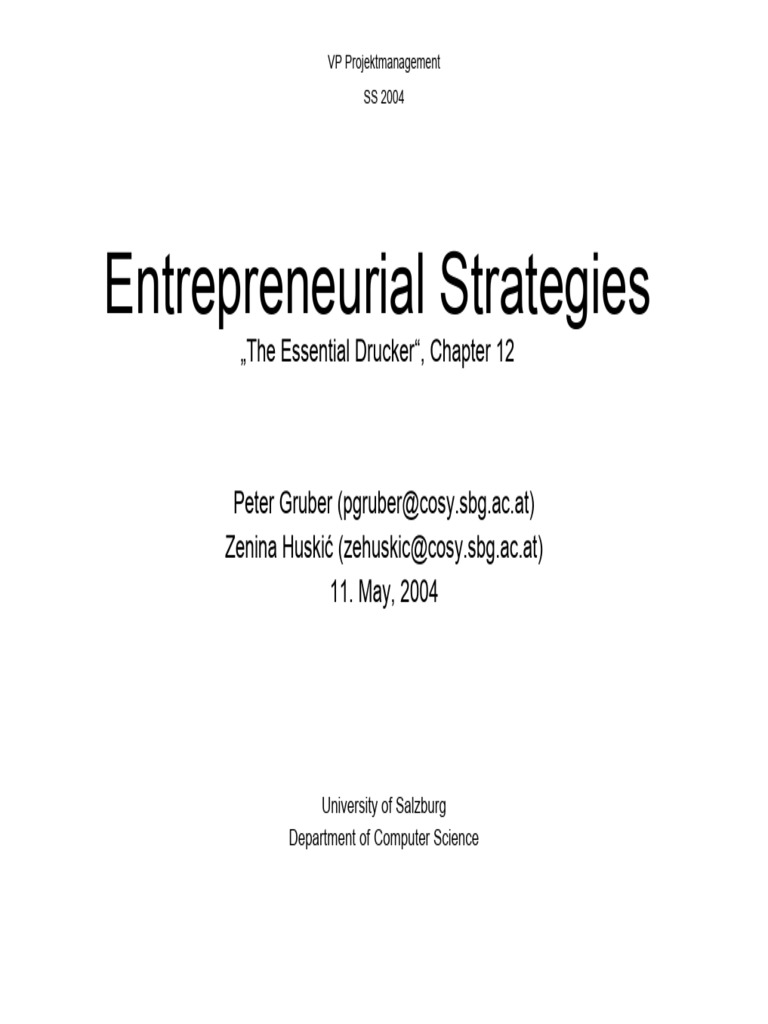 Drucker 4 Entrepreneurial Strategies | PDF | Business | Business Economics
