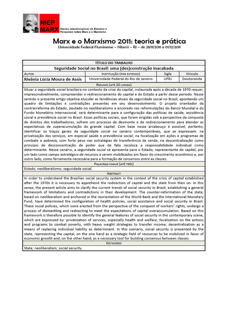 ASSIS, Rivânia Lúcia Moura de | PDF | Estado | Fundo de pensão
