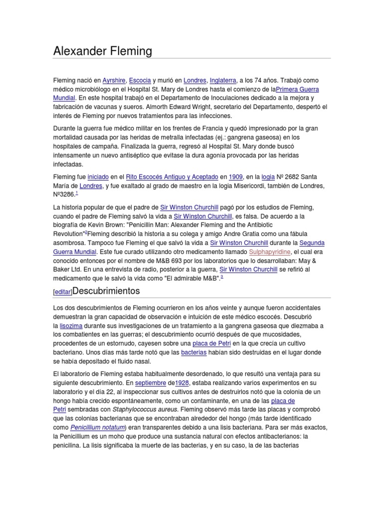Alexander Fleming | PDF | Thomas Edison | Microbiología
