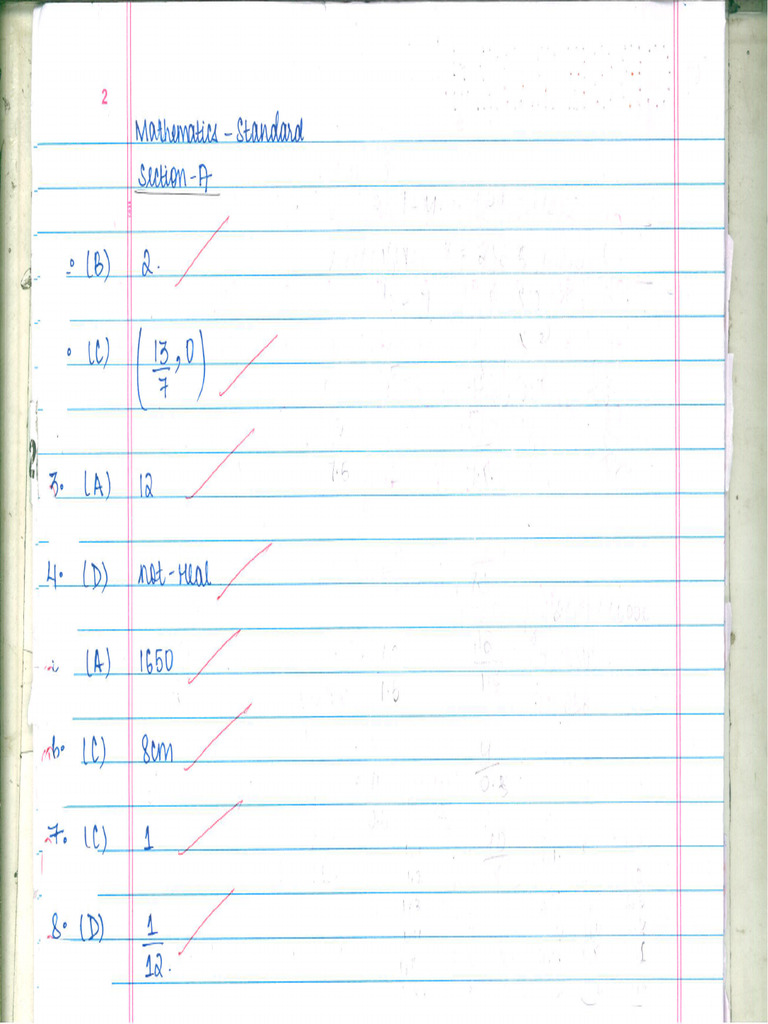 Maths Answer Sheet | PDF