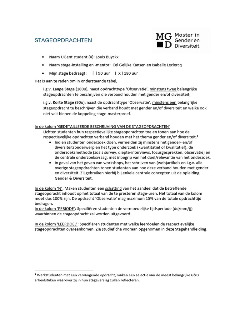 Deel 1 - Stageopdrachten Louis Buyckx | PDF