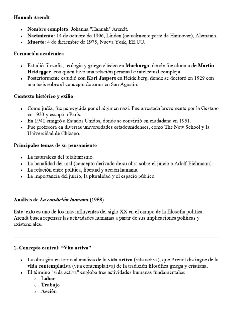 Tema 1 - Hannah Arendt | PDF | Hannah Arendt | Educación en artes liberales