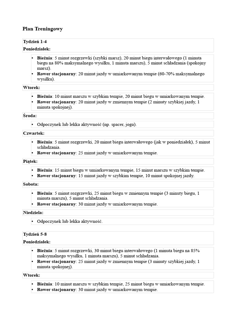 Plan Treningowy | PDF