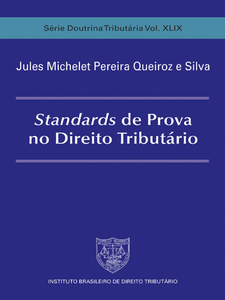 Livro Standards de Prova No Direito Tributário de Jules Michelet ...