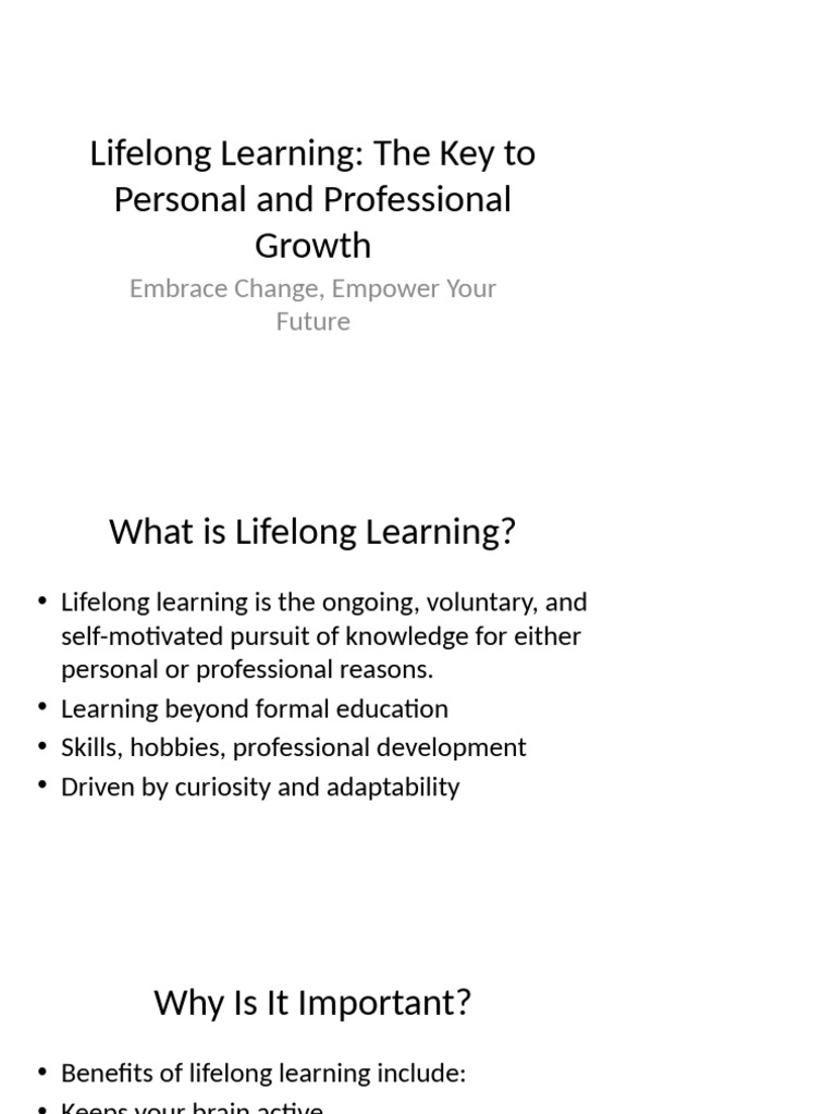 Lifelong Learning for Growth and Success | PDF