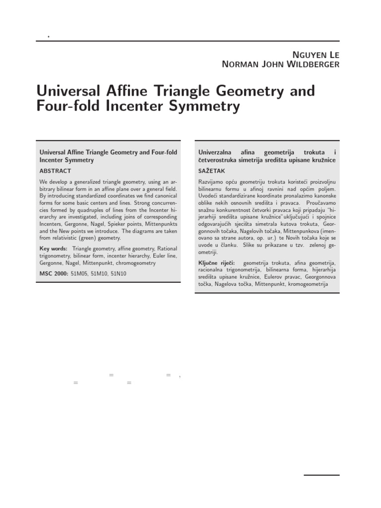 Universal Affine Triangle Geometry | PDF | Vector Space | Matrix (Mathematics)