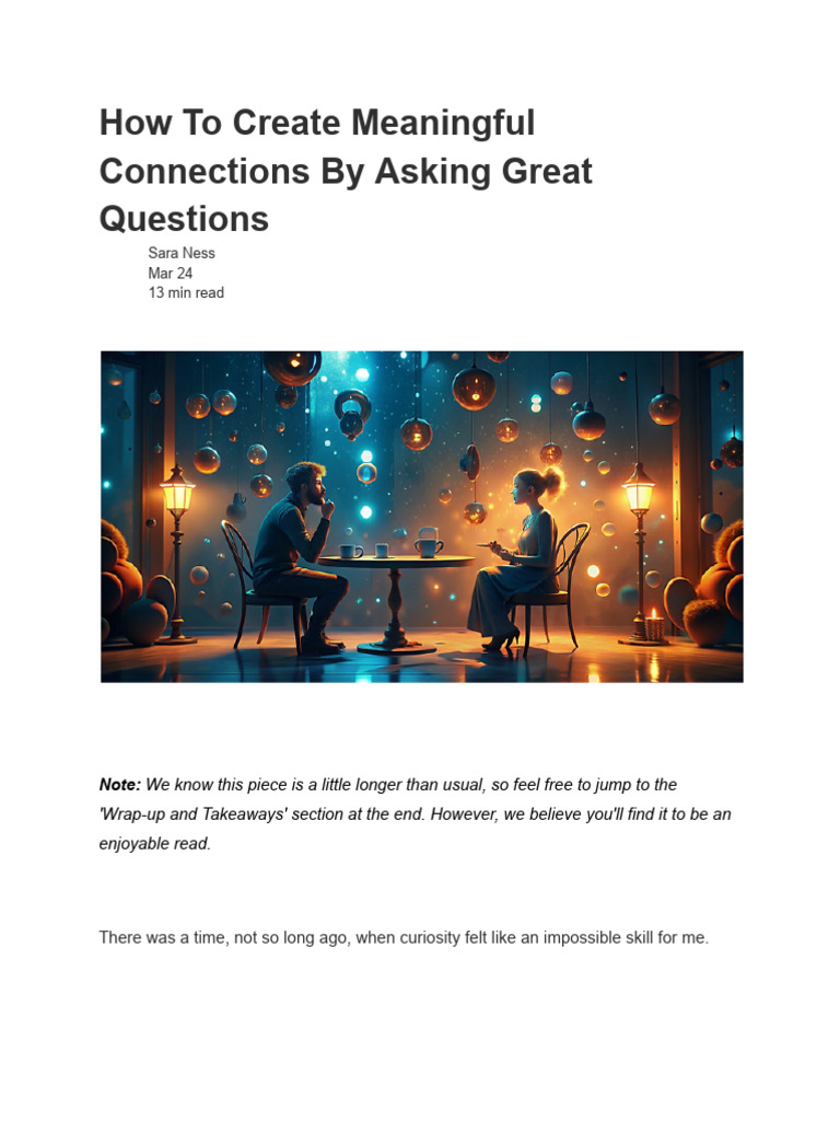 How To Create Meaningful Connections by Asking Great Questions | PDF ...