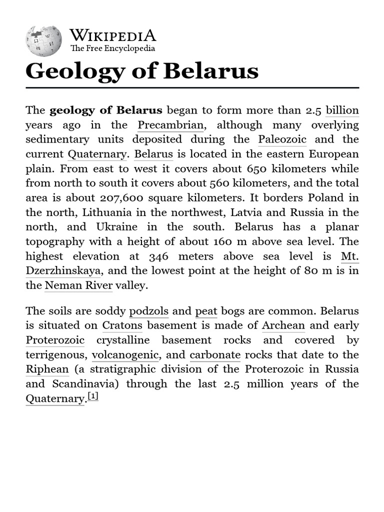 Geology of Belarus - Wikipedia | PDF | Rocks | Petrology