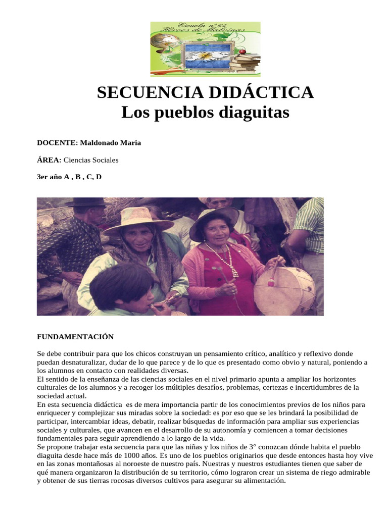 Secuencia Didáctica: Pueblos Diaguitas | PDF | Agricultura | Maíz