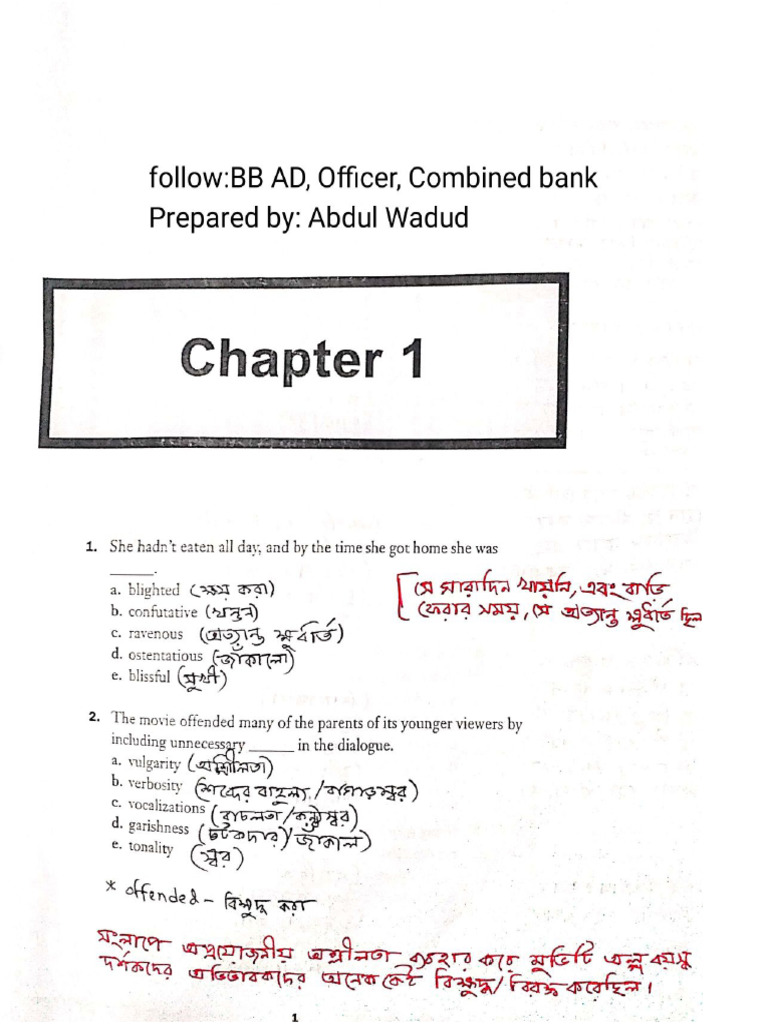 Chapter 1 Sentence Completion | PDF