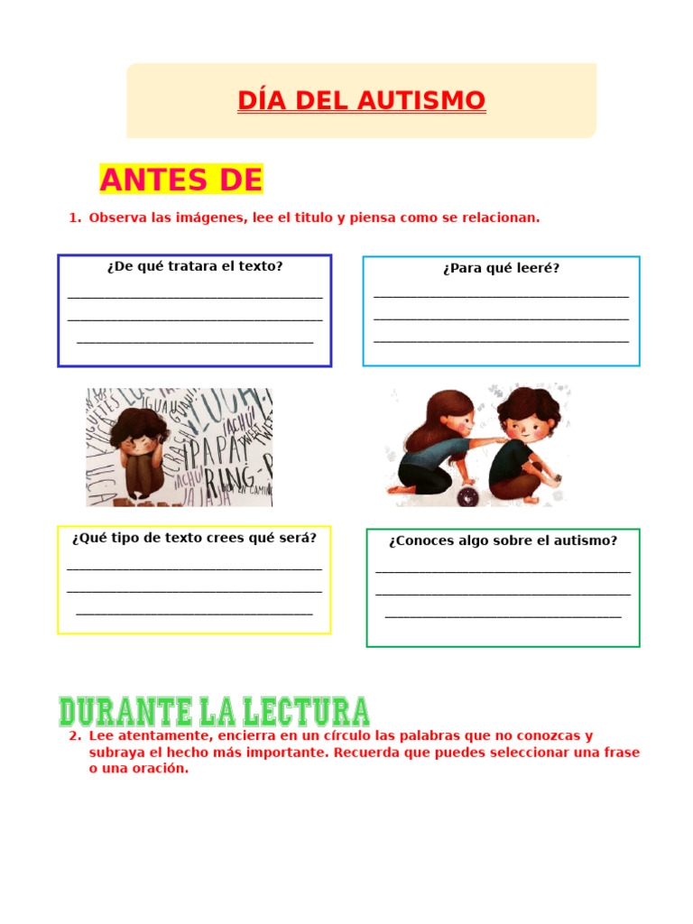 Ficha Adicional Cuento Por Dia Del Autismo | PDF