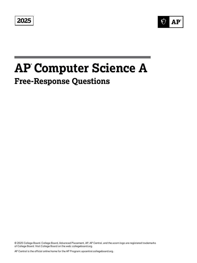 Ap25 FRQ Computer Science A | PDF | Constructor (Object Oriented ...