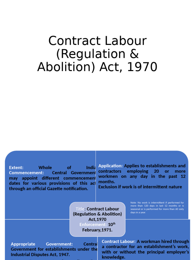 Contract Labour Act 1970 | PDF | Employment | Arbitration