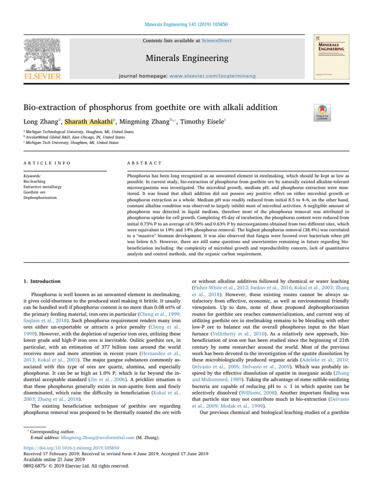 Bio Extraction of Phosphorus From Goethite | PDF | Iron Ore | Biology