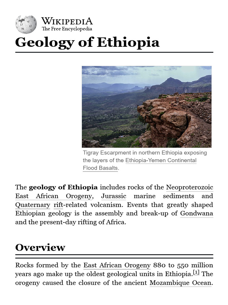 Geology of Ethiopia - Wikipedia | PDF | Earth Sciences | Geology
