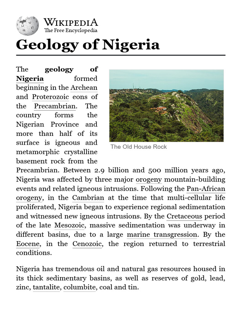 Geology of Nigeria - Wikipedia | PDF | Geology | Earth Sciences
