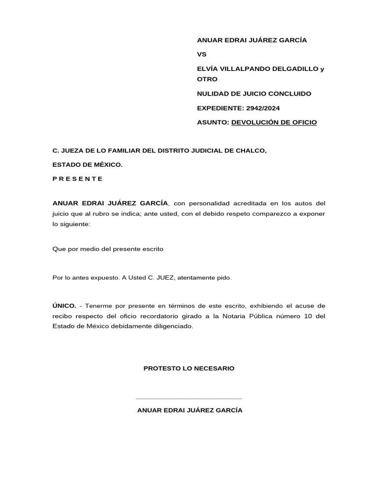 ESCRITO - Devolución de Acuse (Oficio Recordatorio) (Recuperado Automáticamente) | PDF