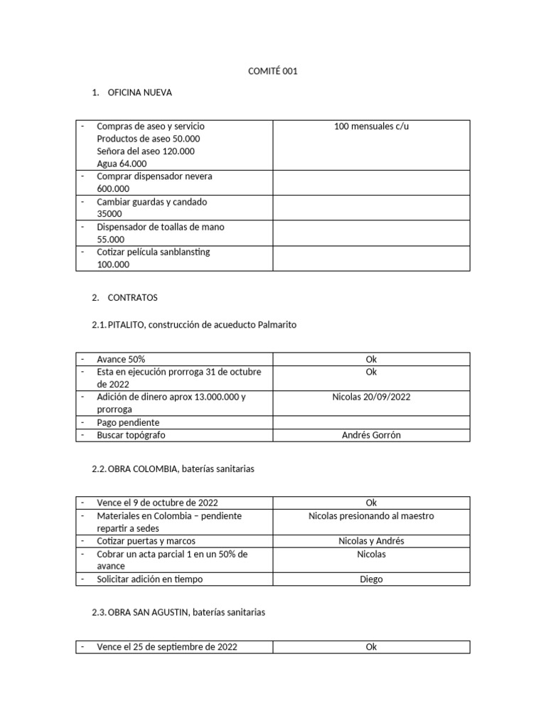 Comite 001 Coinge-hc | PDF