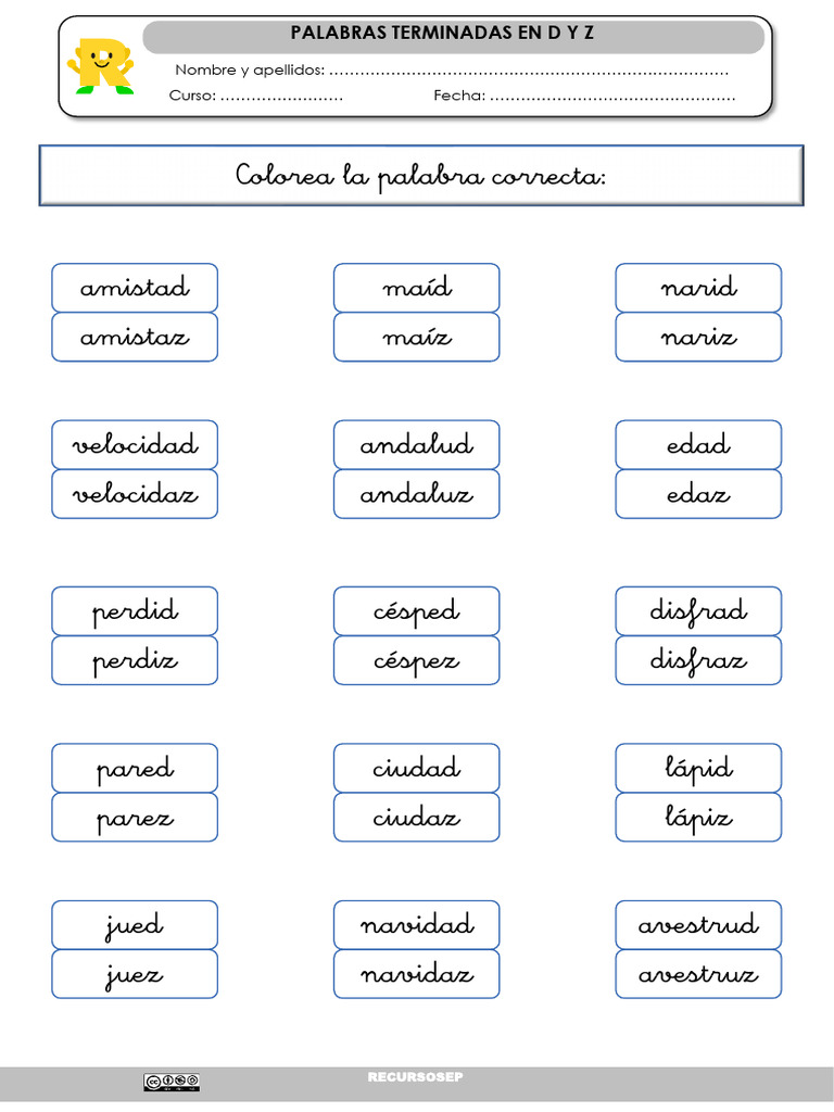 Palabras-Terminadas-En-D-Y-Z I | PDF