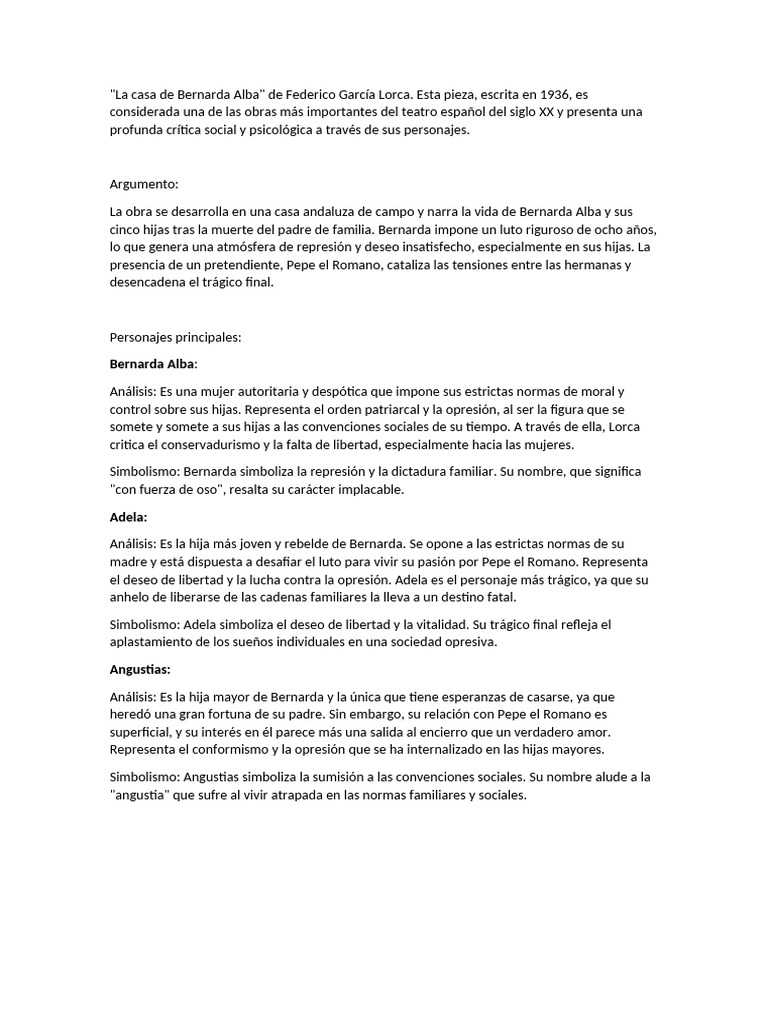 La Casa de Bernarda Alba | PDF