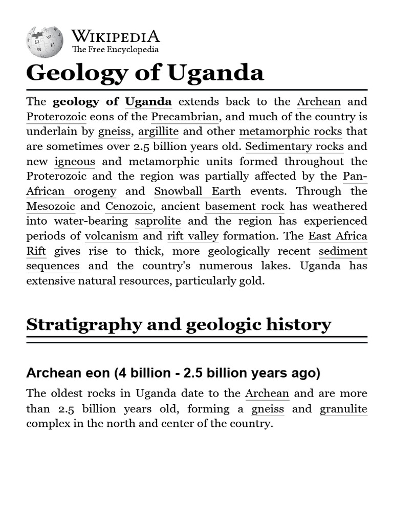Geology Overview of Uganda | PDF | Earth Sciences | Geology