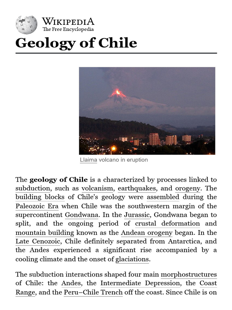 Chile's Geology: Andes and Volcanoes | PDF | Physical Geography | Earth ...