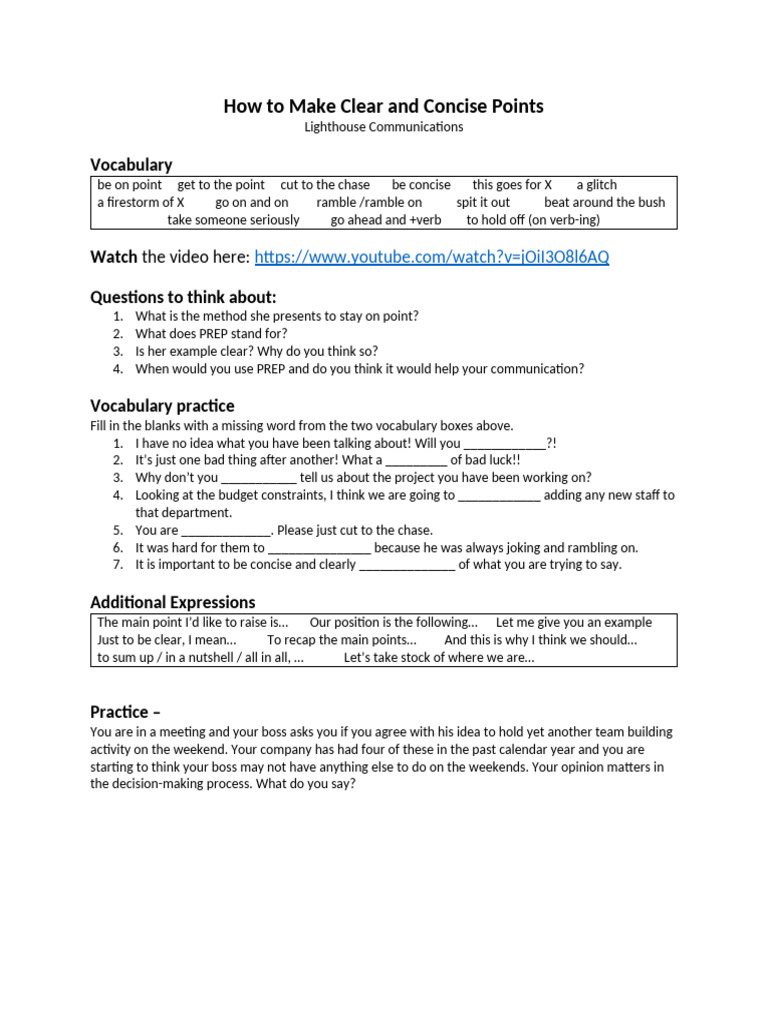 How To Make Clear and Concise Points | PDF