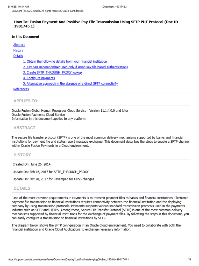 Document 1901745.1 - Fusion Payment and Positive Pay File Transmission Using SFTP PUT Protocol ...