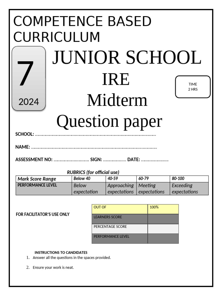 Ire Grade 7 Midterm QST 2024 Teacher - Co - .Ke - 5 | PDF | Semitic ...