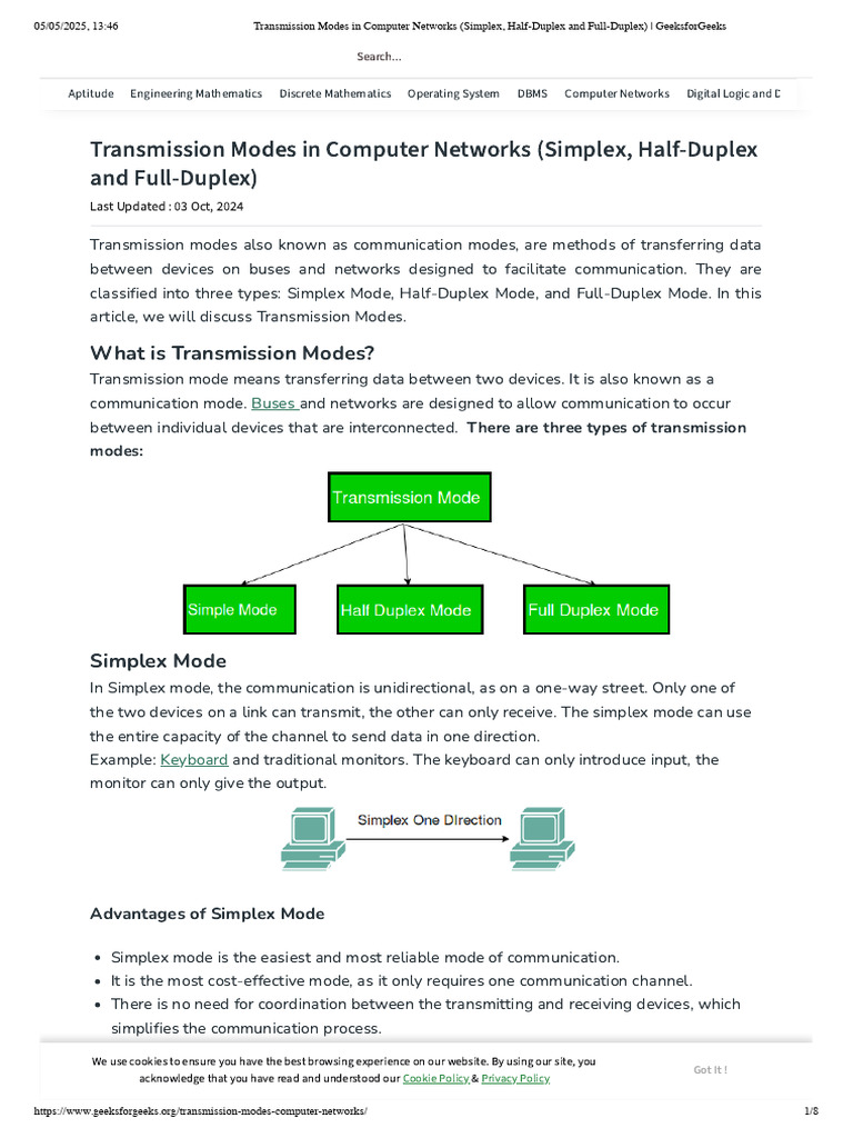 Transmission Modes in Computer Networks (Simplex, Half-Duplex and Full-Duplex) _ GeeksforGeeks ...