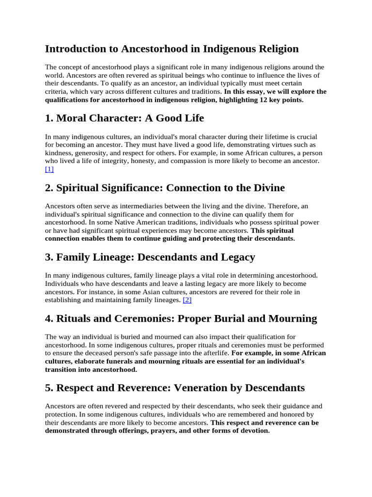 Ancestorhood in Indigenous Religions | PDF | Veneration Of The Dead ...