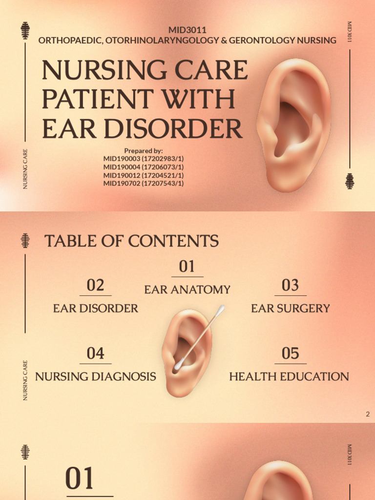 Nursing Care Patient With Ear Disorder | PDF | Ear | Surgery