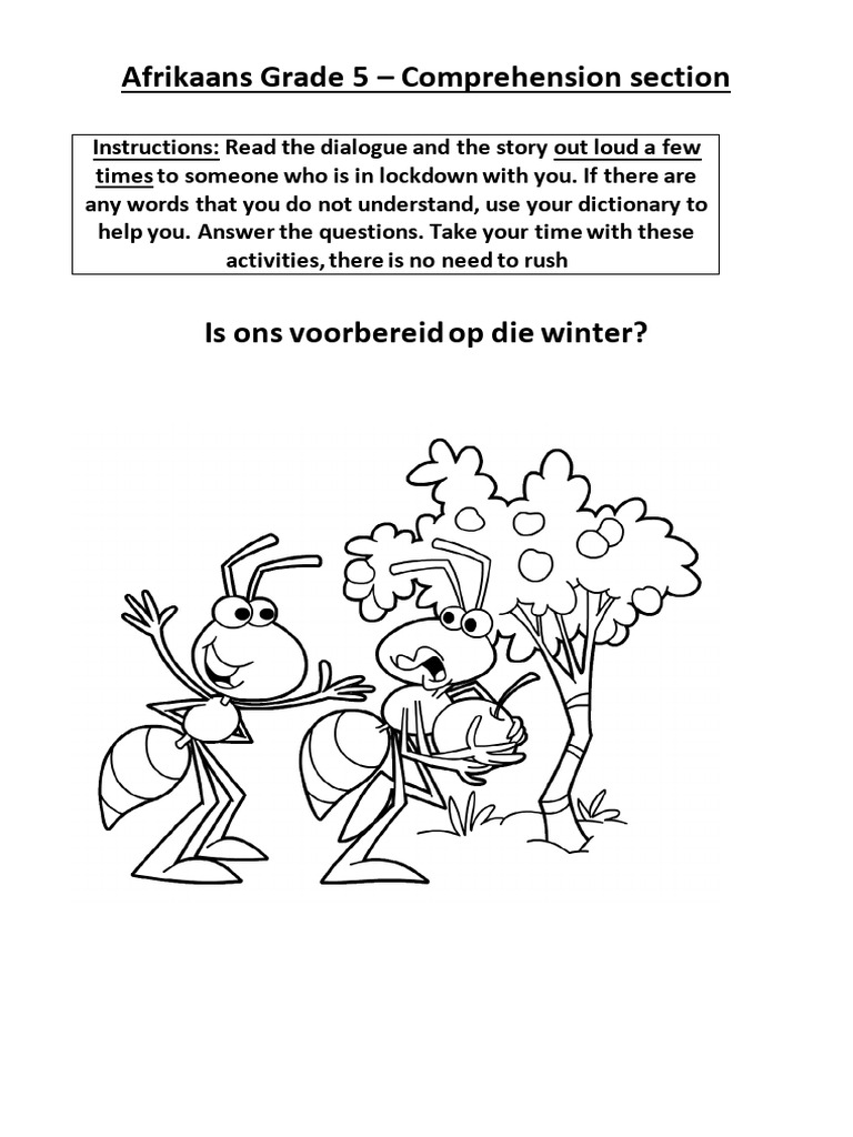 Graad 5 Afrikaans Kwartaal 2 Werk Vir Leerders - Begrip | PDF