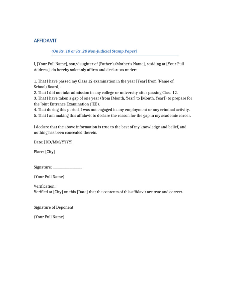 Gap Certificate Affidavit | PDF